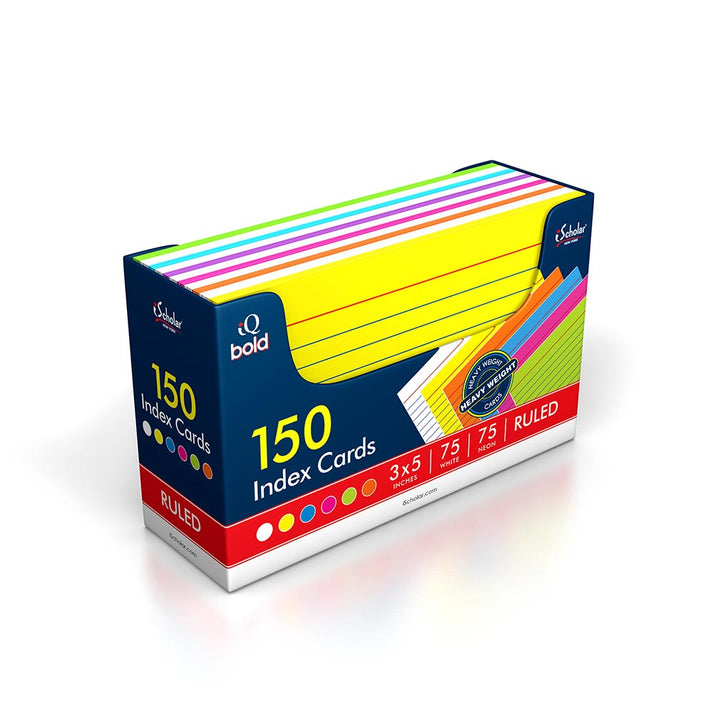iQ BOLD Index Card Tray Ruled Asst. Colors 3 x 5in 150 Cards 03150 ...